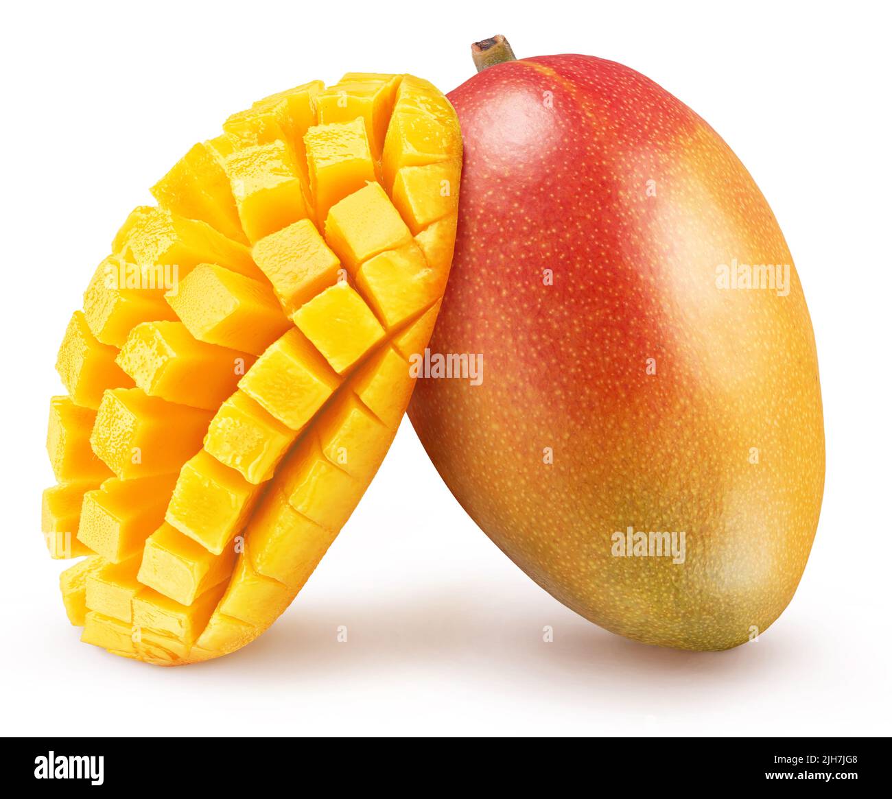 Mango fruits and mango cut in hedgehog style. File contains clipping ...