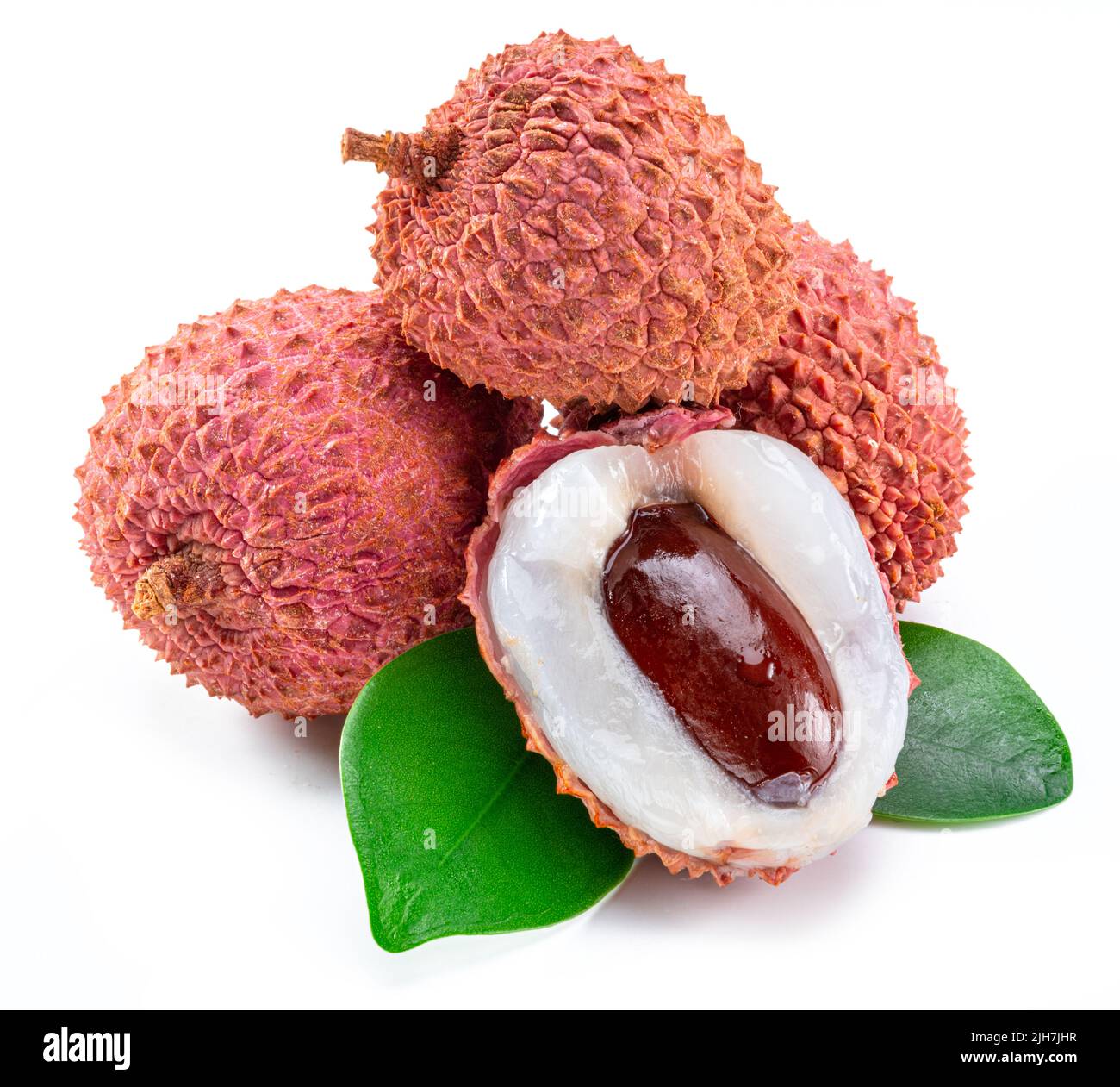 Whole and opened lychee fruit isolated on white background Stock Photo ...