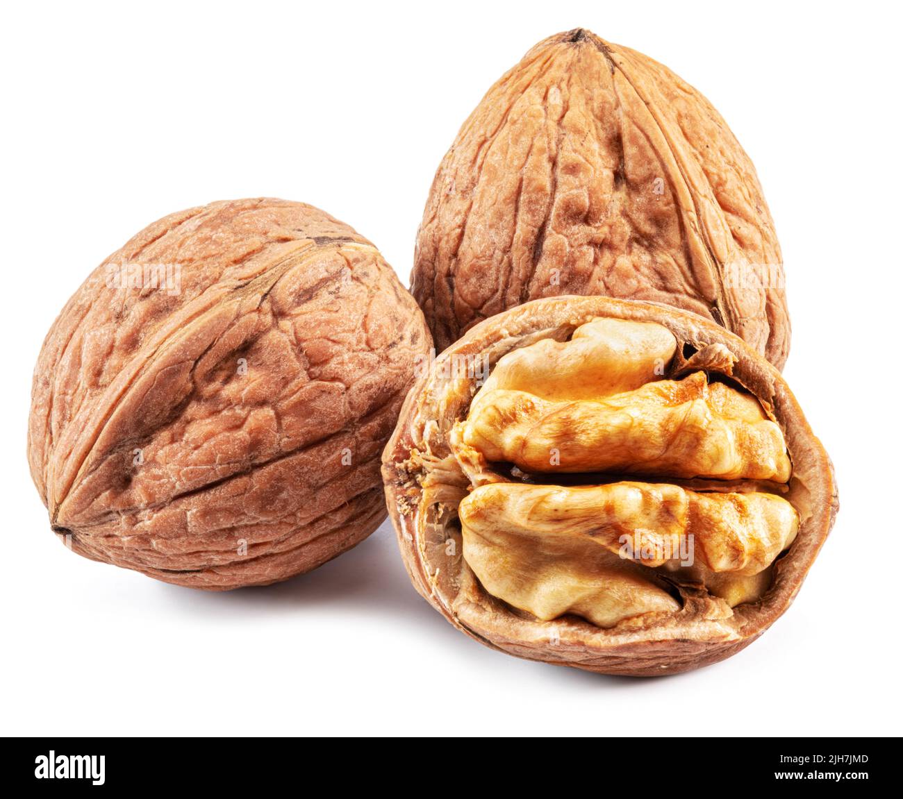 Walnuts and walnut kernel isolated on white background Stock Photo - Alamy