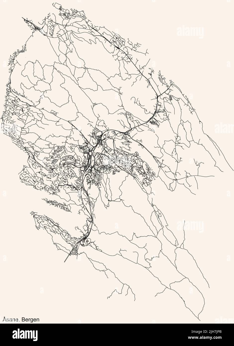 Street roads map of the ÅSANE BOROUGH of Bergen, Norway Stock Vector ...
