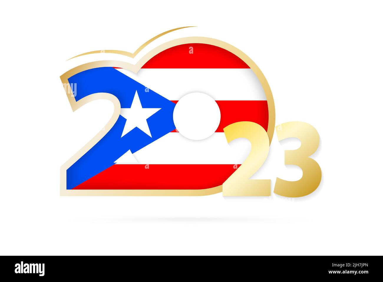 Year 2023 with Puerto Rico Flag pattern. Vector Illustration Stock ...
