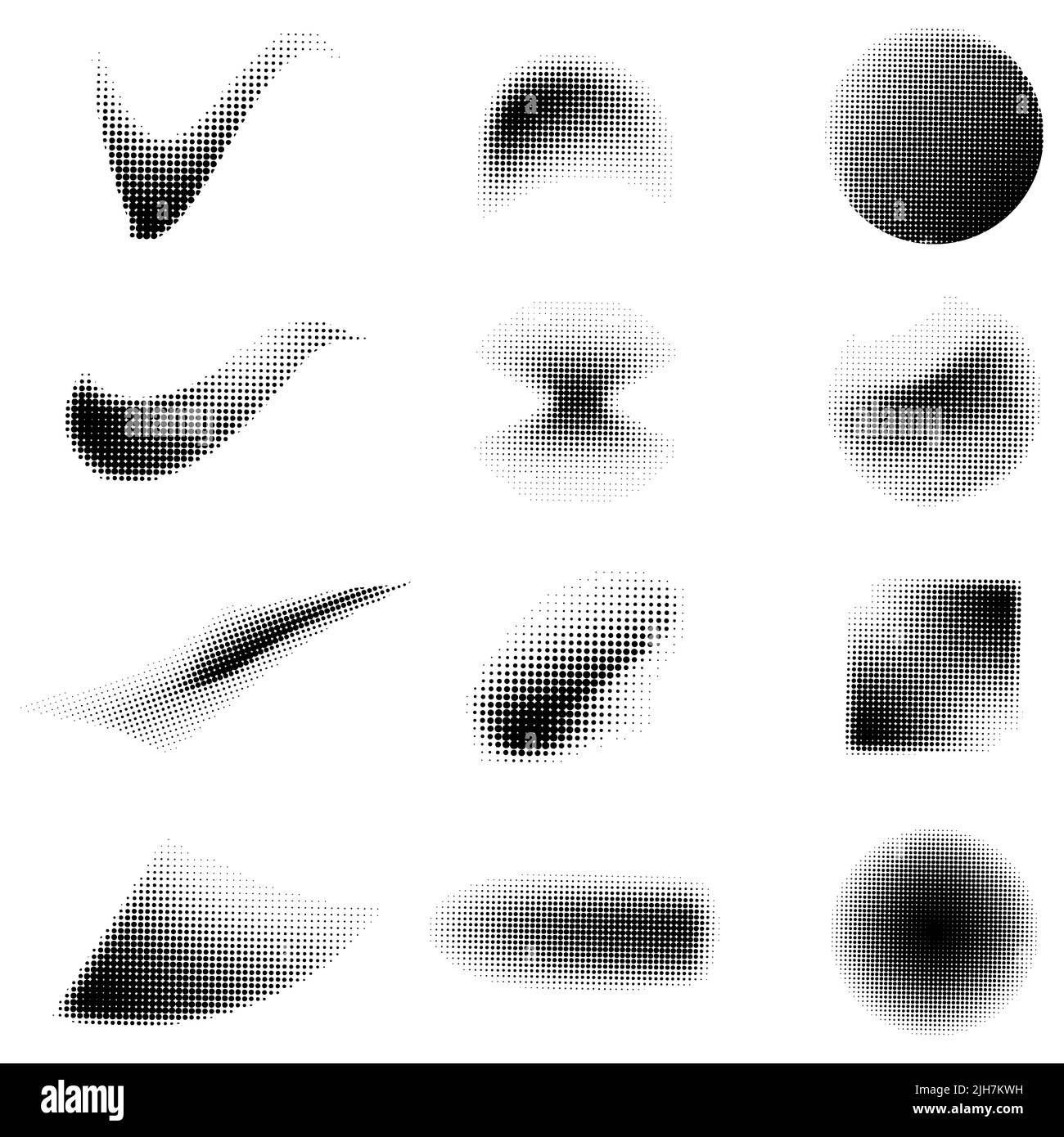 Halftone effect design elements. Halftone shapes. Vector illustration ...