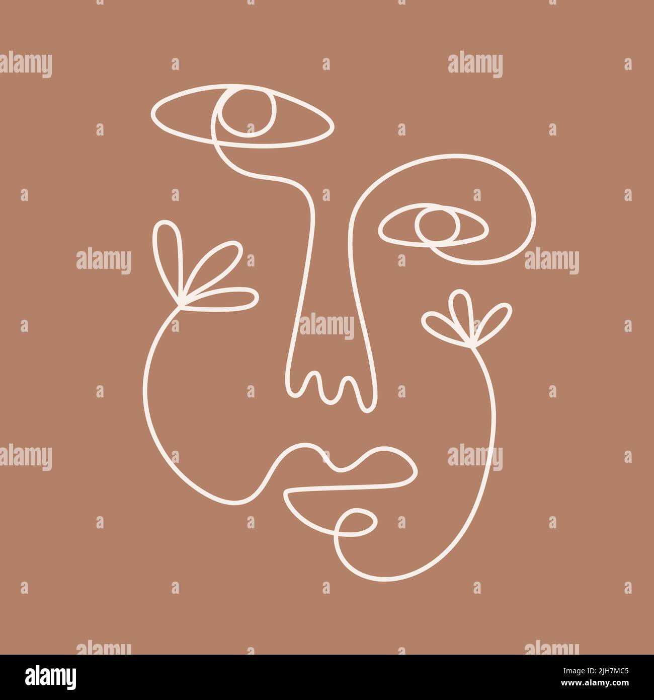 Fashion One line drawing women face Stock Vector Image & Art - Alamy