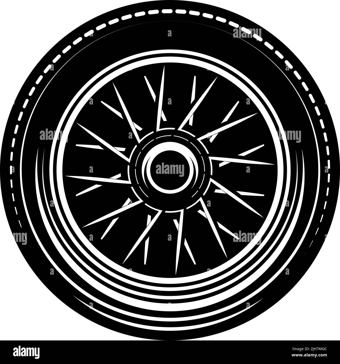 Wheel illustration in monochrome style. Design element for logo, label ...