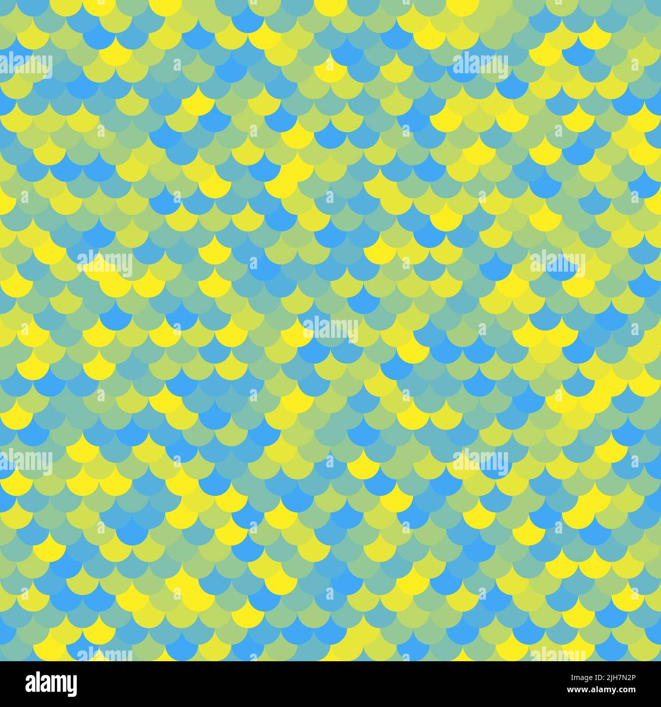 Mermaid, fish, dragon yellow and blue marine scale seamless pattern ...