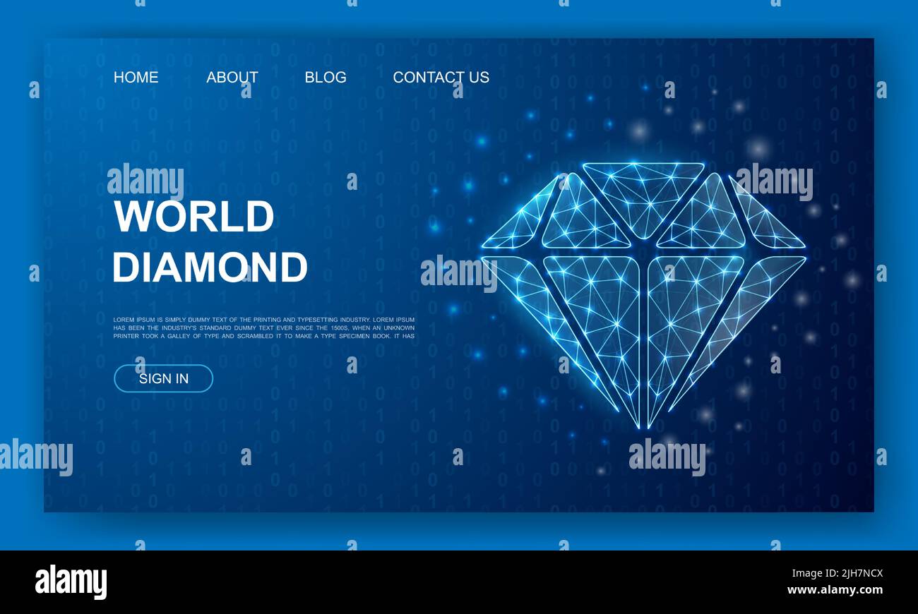 Diamond 3d polygonal website template. Brilliant design illustration ...