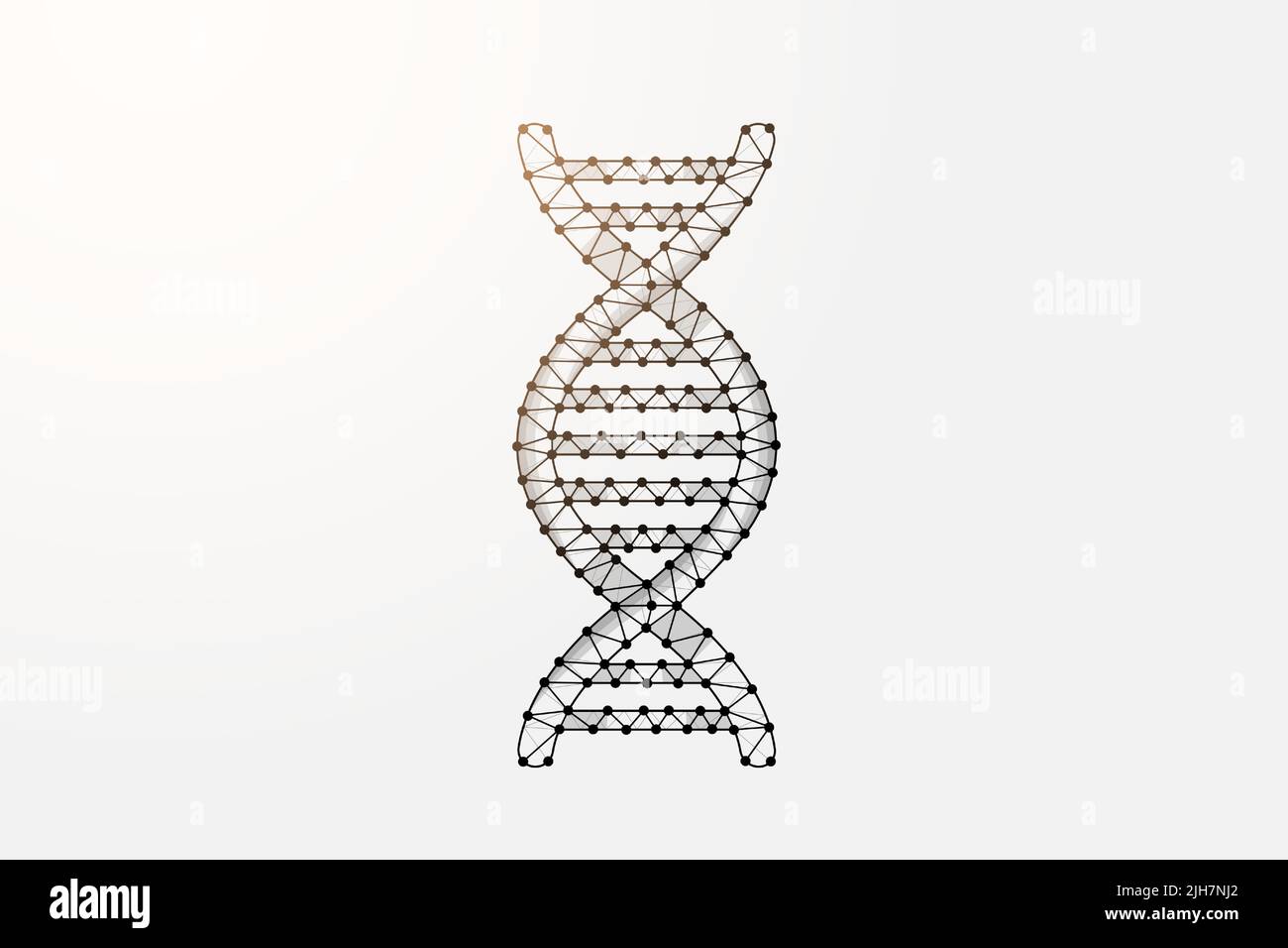 DNA spiral 3d low poly symbol with connected dots. Biotech, science ...