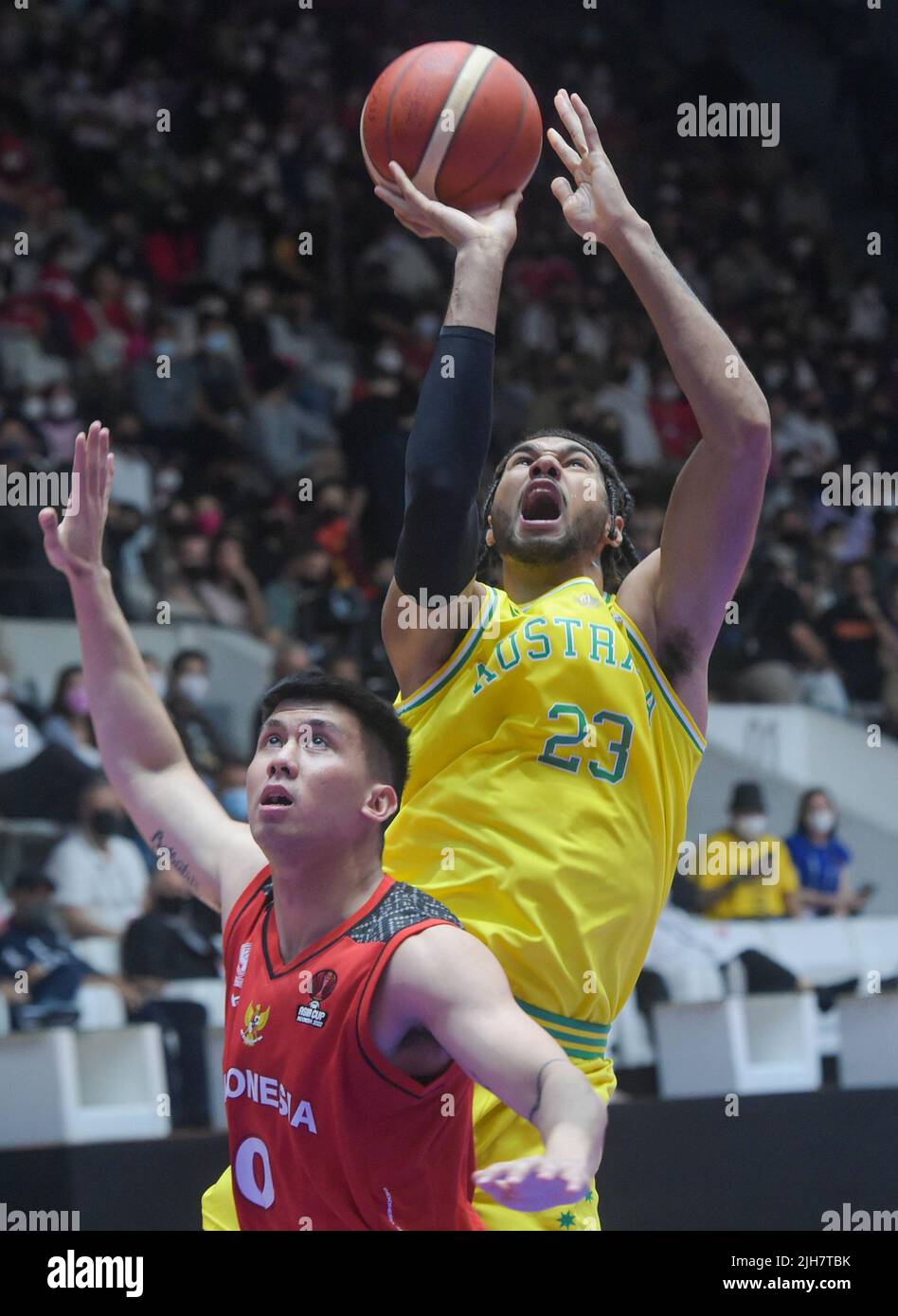 Jakarta, Indonesia. 16th July, 2022. Keanu Pinder (top) of Australia ...