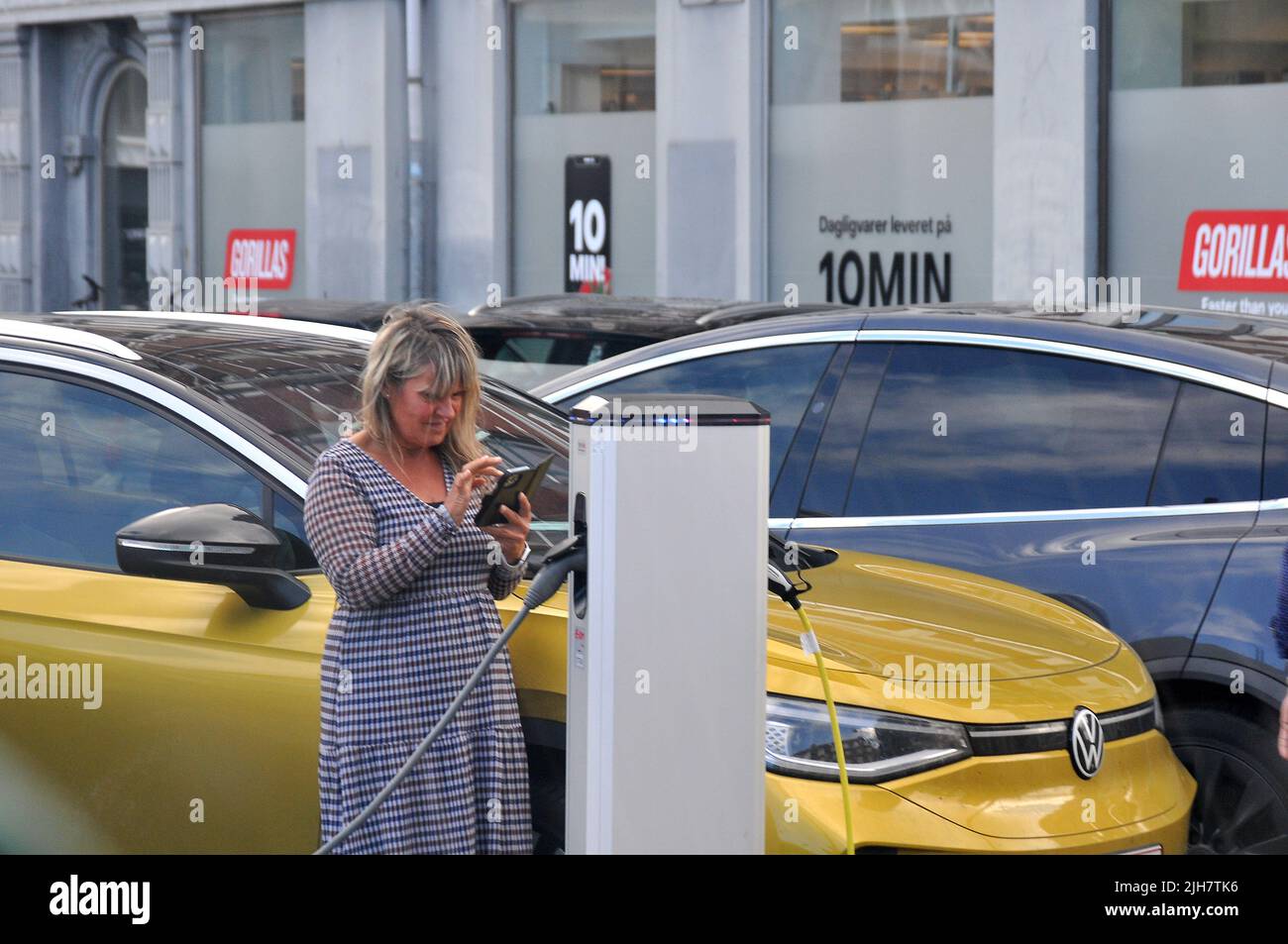 Copenhagen /Denmark/16 July 2022/Eelectric auto harge in danish capital ...