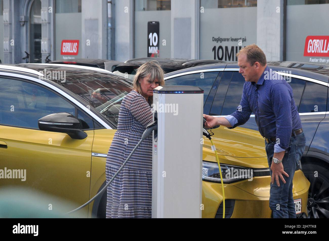 Copenhagen /Denmark/16 July 2022/Eelectric auto harge in danish capital ...