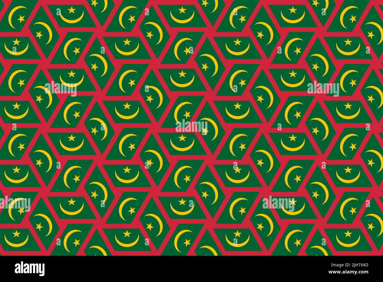Geometric pattern in the colors of the national flag of Mauritania. The ...