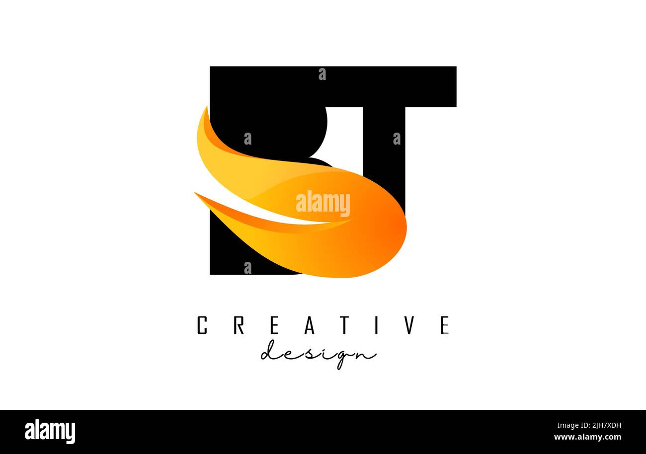 Vector illustration of abstract letters BT b t with fire flames and ...