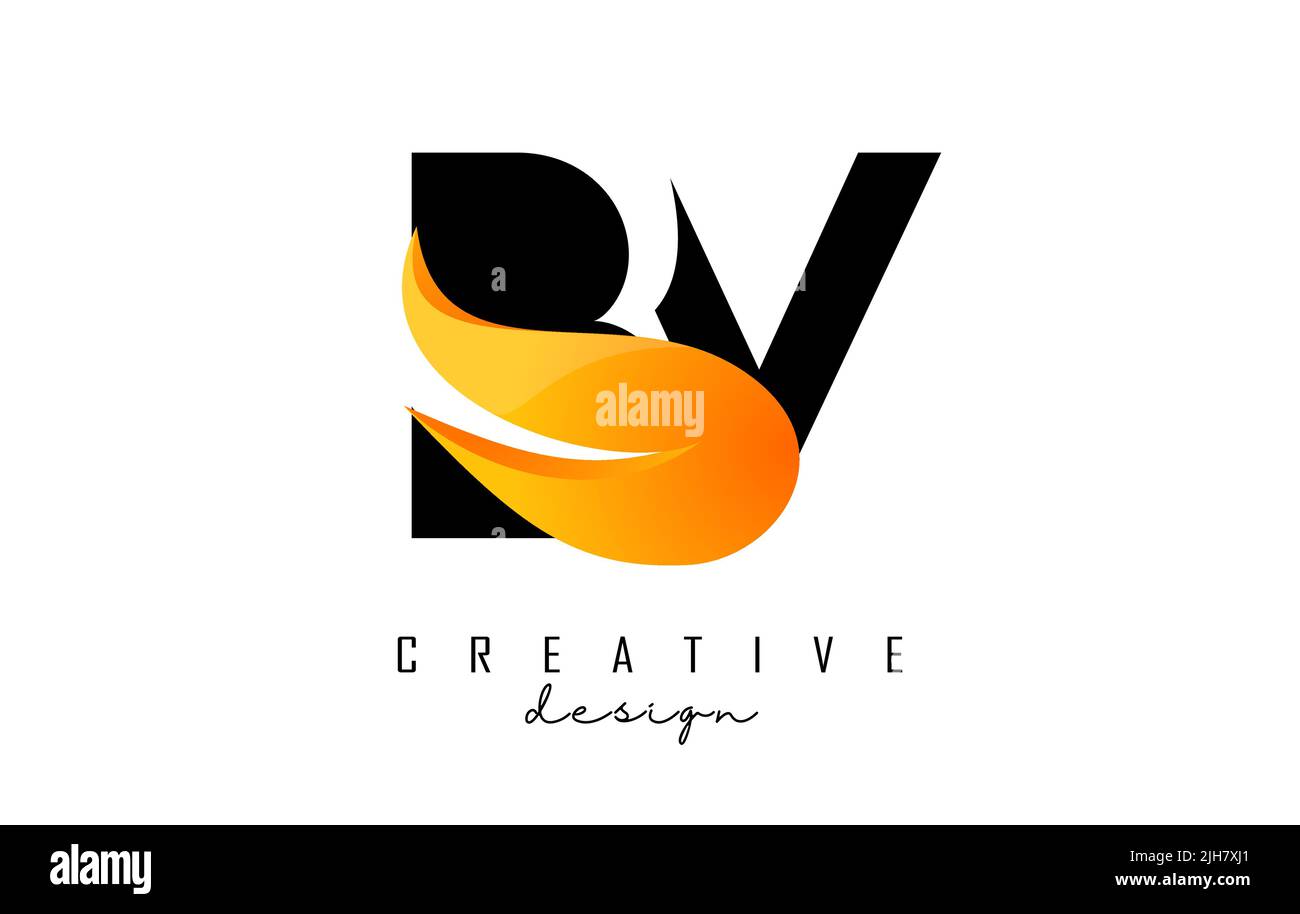 Vector illustration of abstract letters BV b v with fire flames and ...