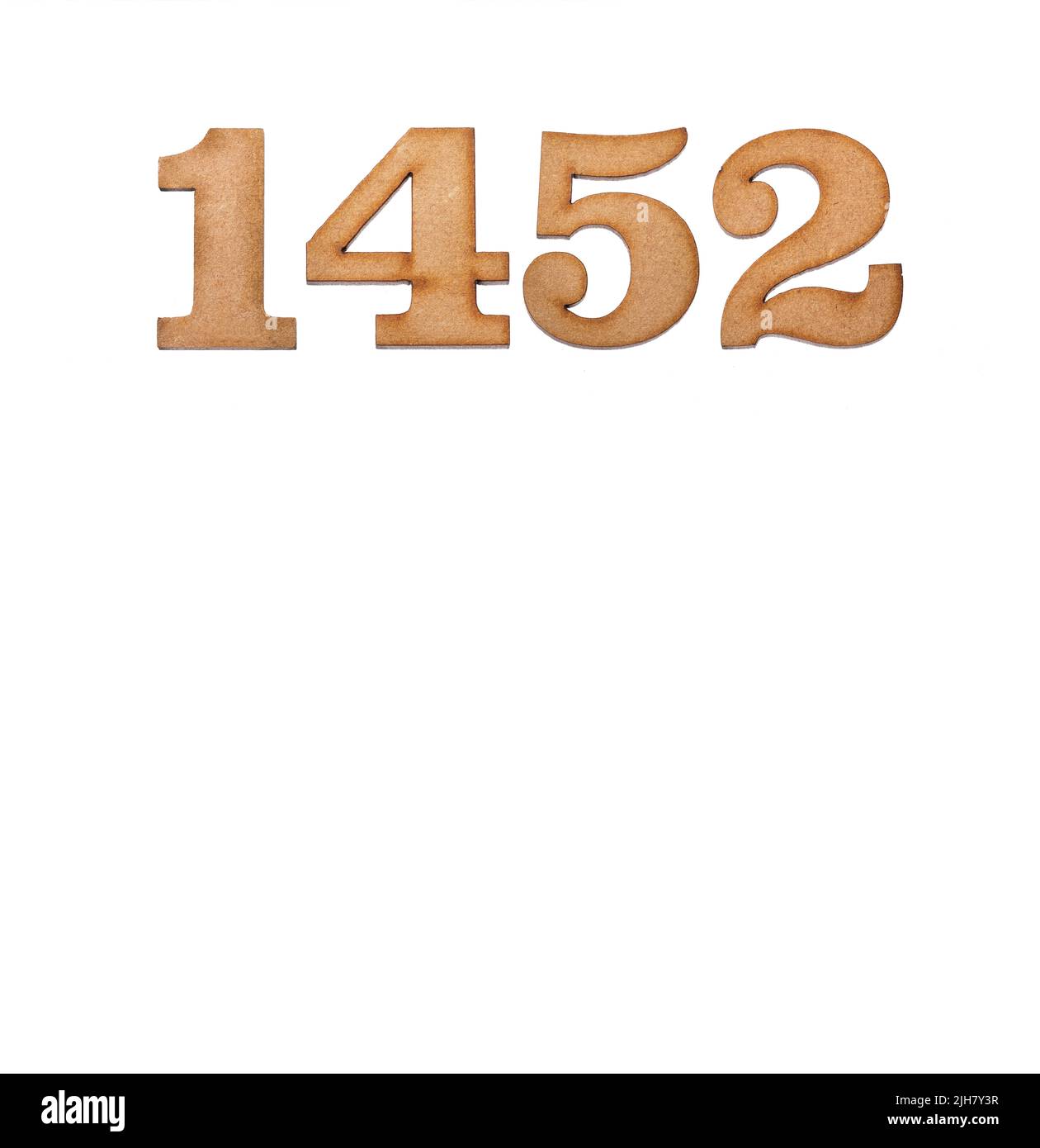 Number 1452 - Piece of wood isolated on white background Stock Photo ...