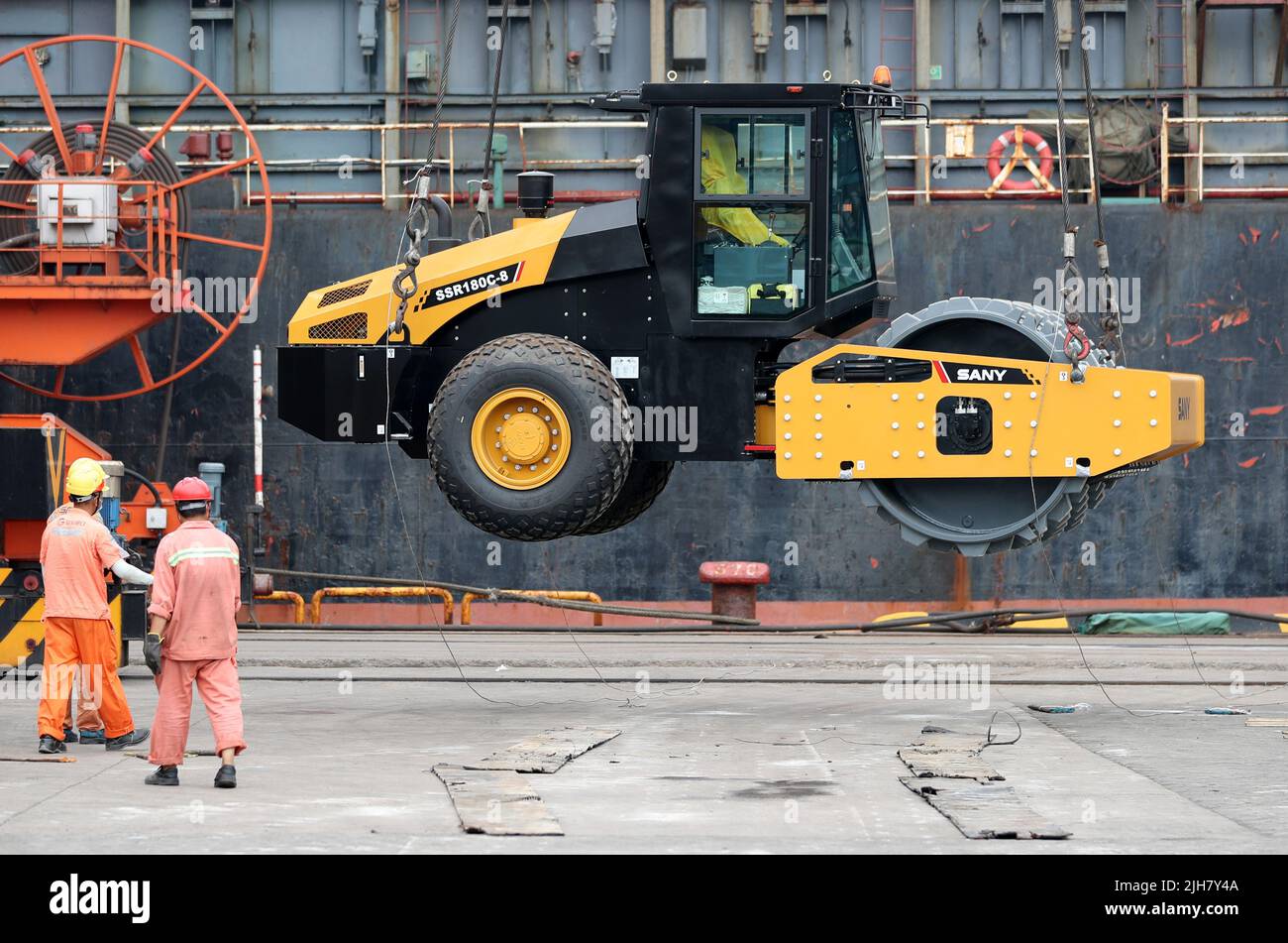 QINGDAO, CHINA - JULY 16, 2022 - Nearly 200 chinese-made construction ...