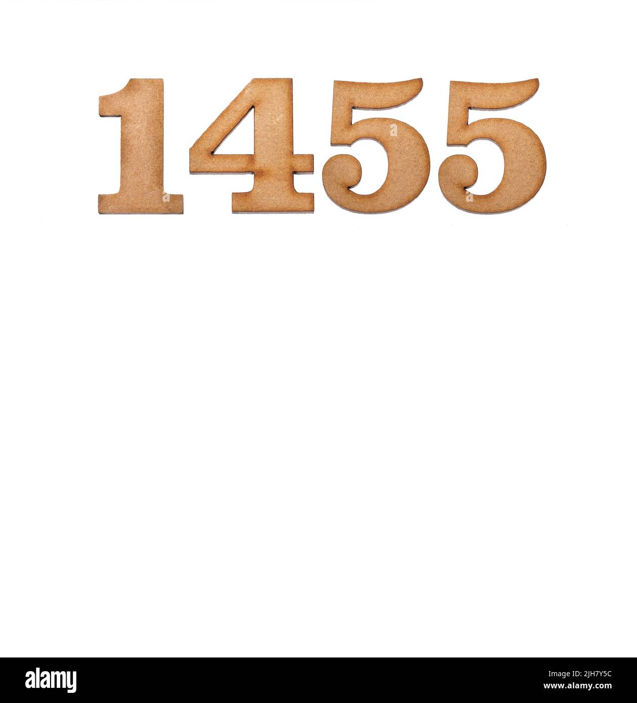 Number 1455 in wood, isolated on white background Stock Photo - Alamy