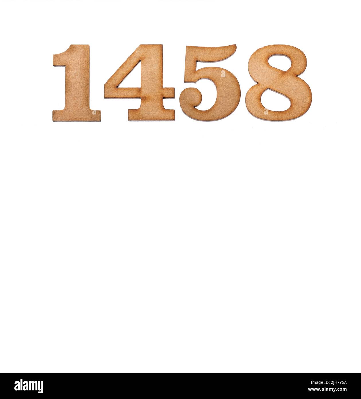 Number 1458 - Piece of wood isolated on white background Stock Photo ...