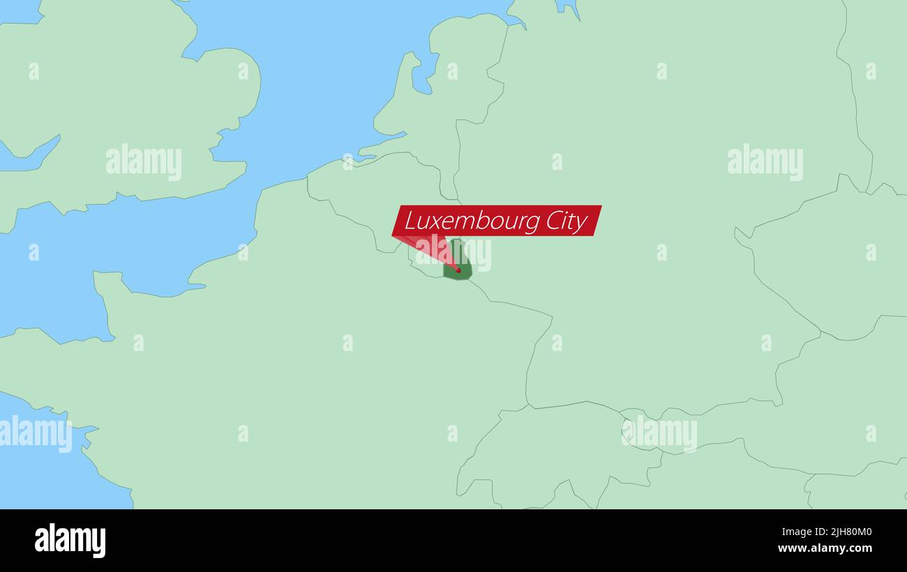 Map of Luxembourg with pin of country capital. Luxembourg Map with ...