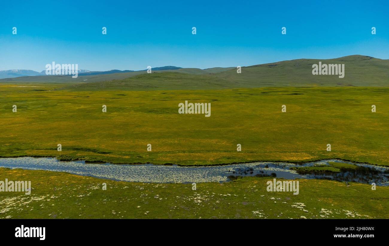 Side view of the river, drone shot of the river from the side Stock ...