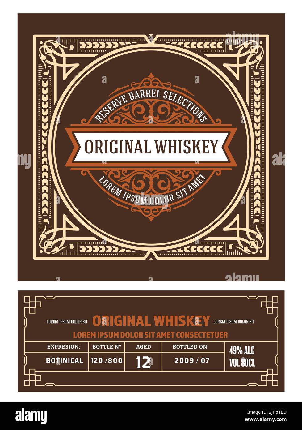 Whiskey label with old frames Stock Vector Image & Art - Alamy