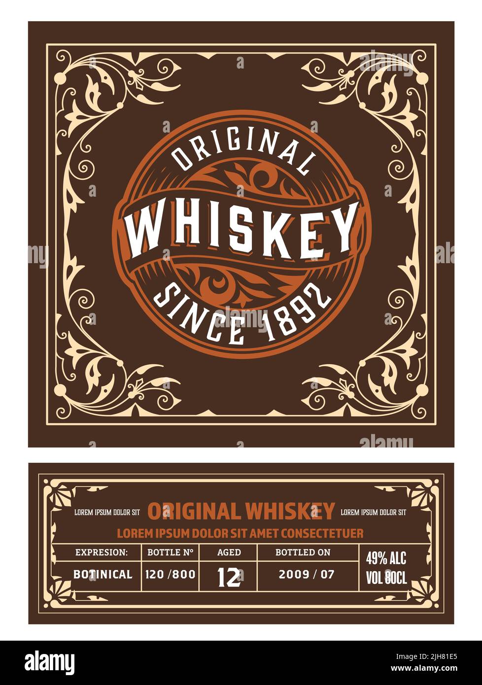 Whiskey label with old frames Cut Out Stock Images & Pictures - Alamy