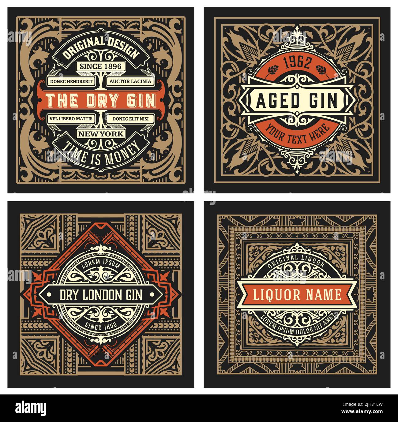 Set of 4 vintage labels for packing Stock Vector Image & Art - Alamy