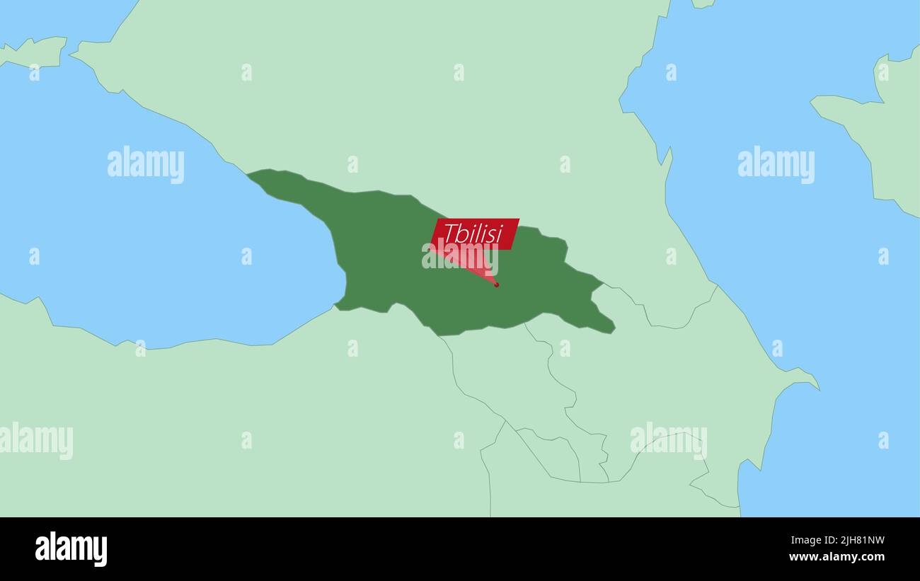 Map of Georgia with pin of country capital. Georgia Map with ...