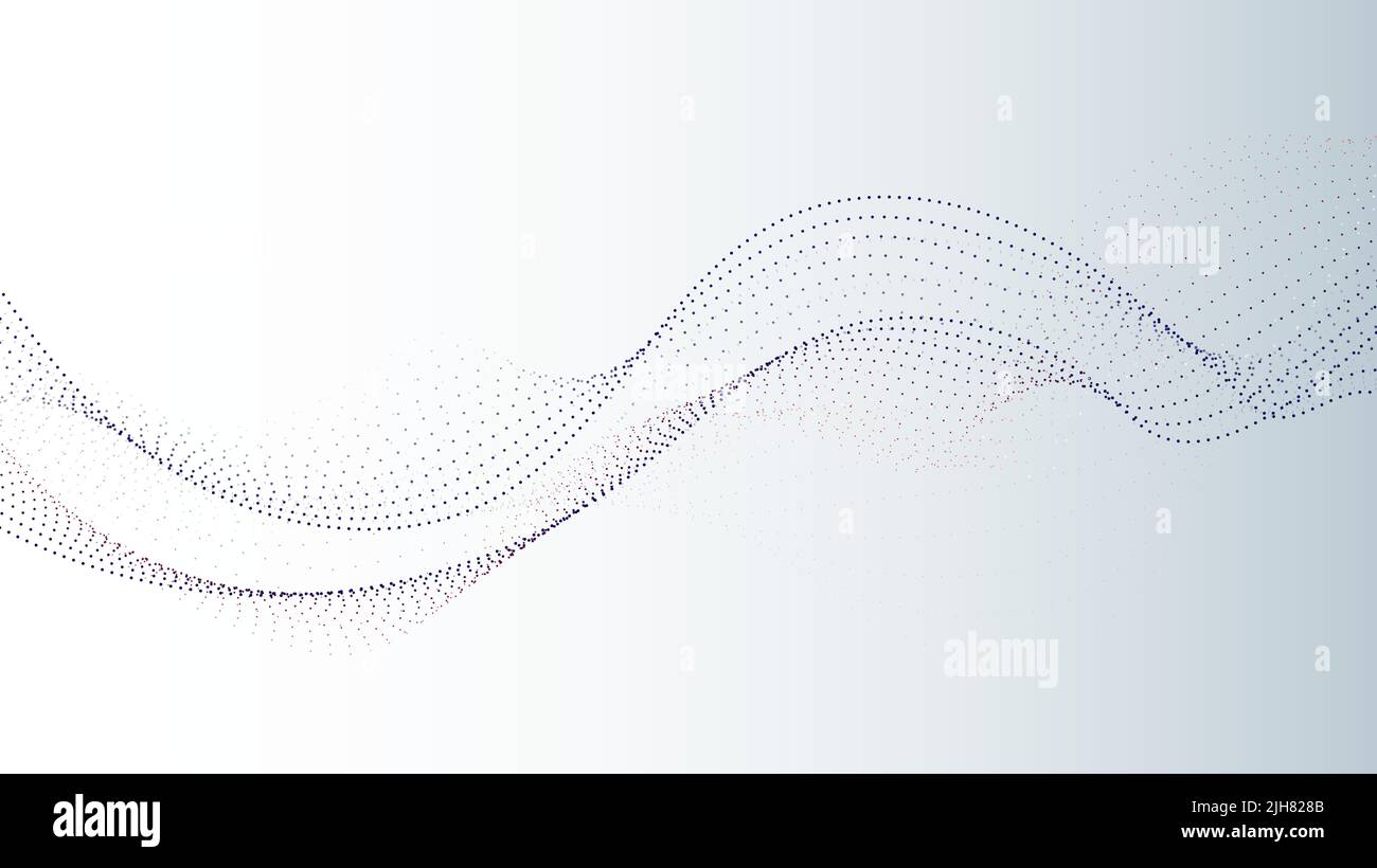 Abstract black dots wave flowing particles on white background ...