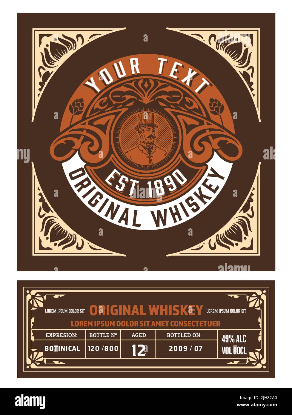 Whiskey label with old frames Stock Vector Image & Art - Alamy