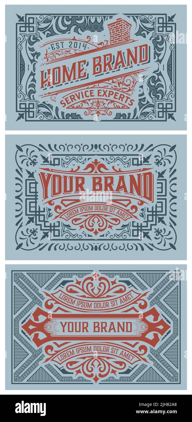 Set of 3 vintage labels for packing Stock Vector Image & Art - Alamy