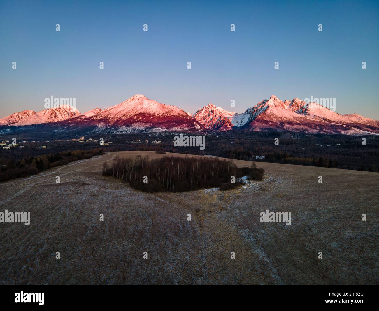 aerial view on sunrise in high tatras mountains in slovakia Stock Photo ...