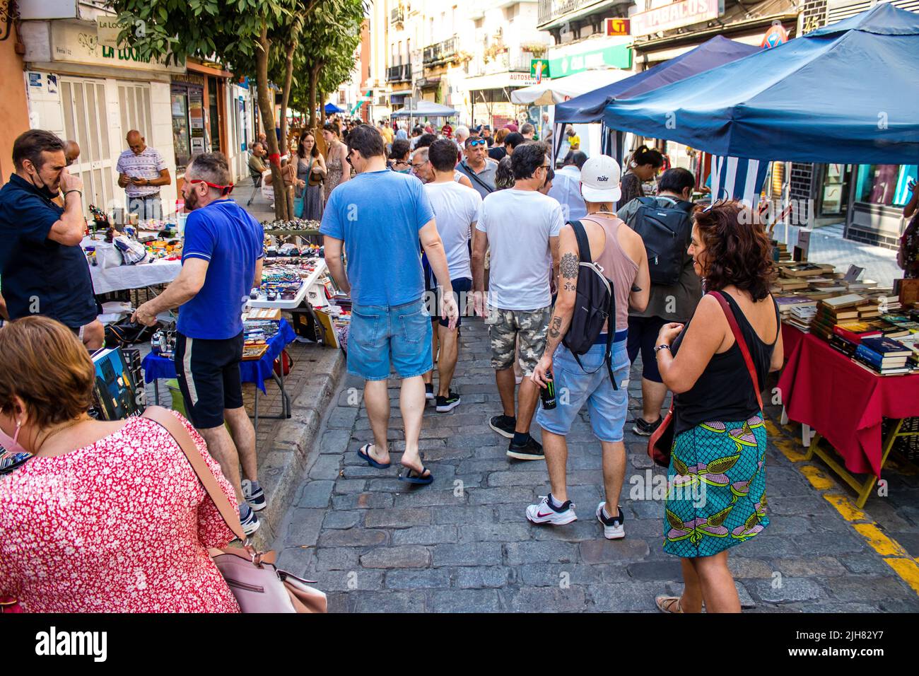 Seville, Spain - July 14, 2022 Various objects sold at the Flea market ...