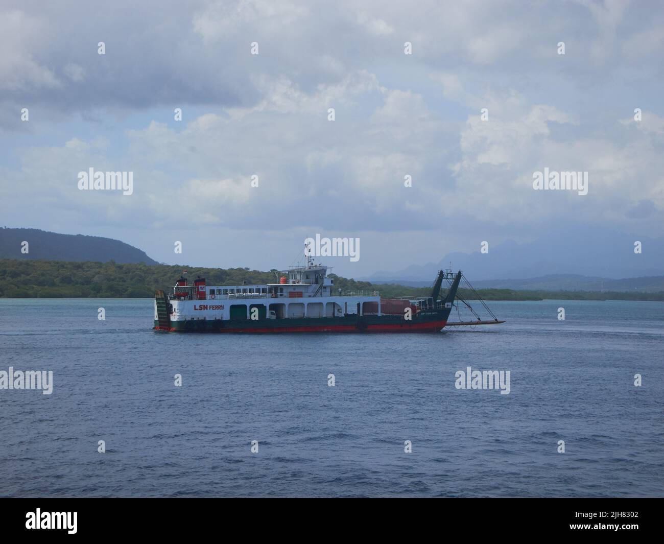 a passenger ferry that crosses the Bali Strait, Indonesia Stock Photo ...