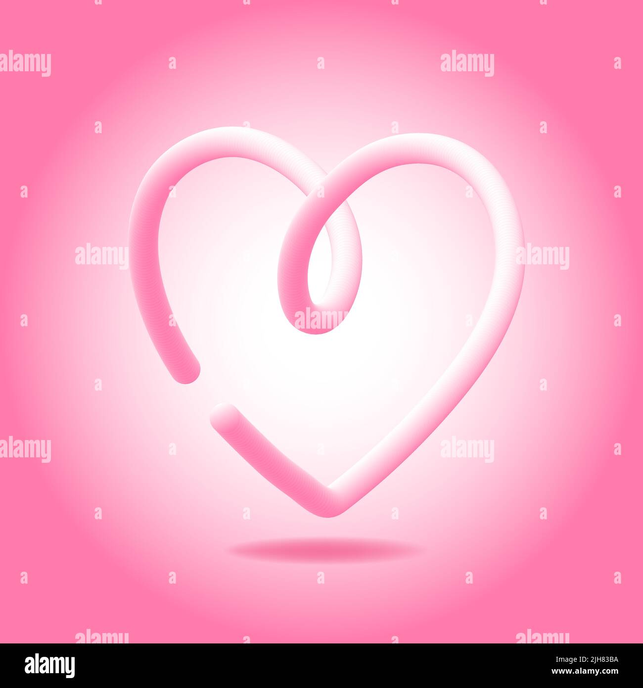 Vector illustration of realistic pink heart on white isolated ...