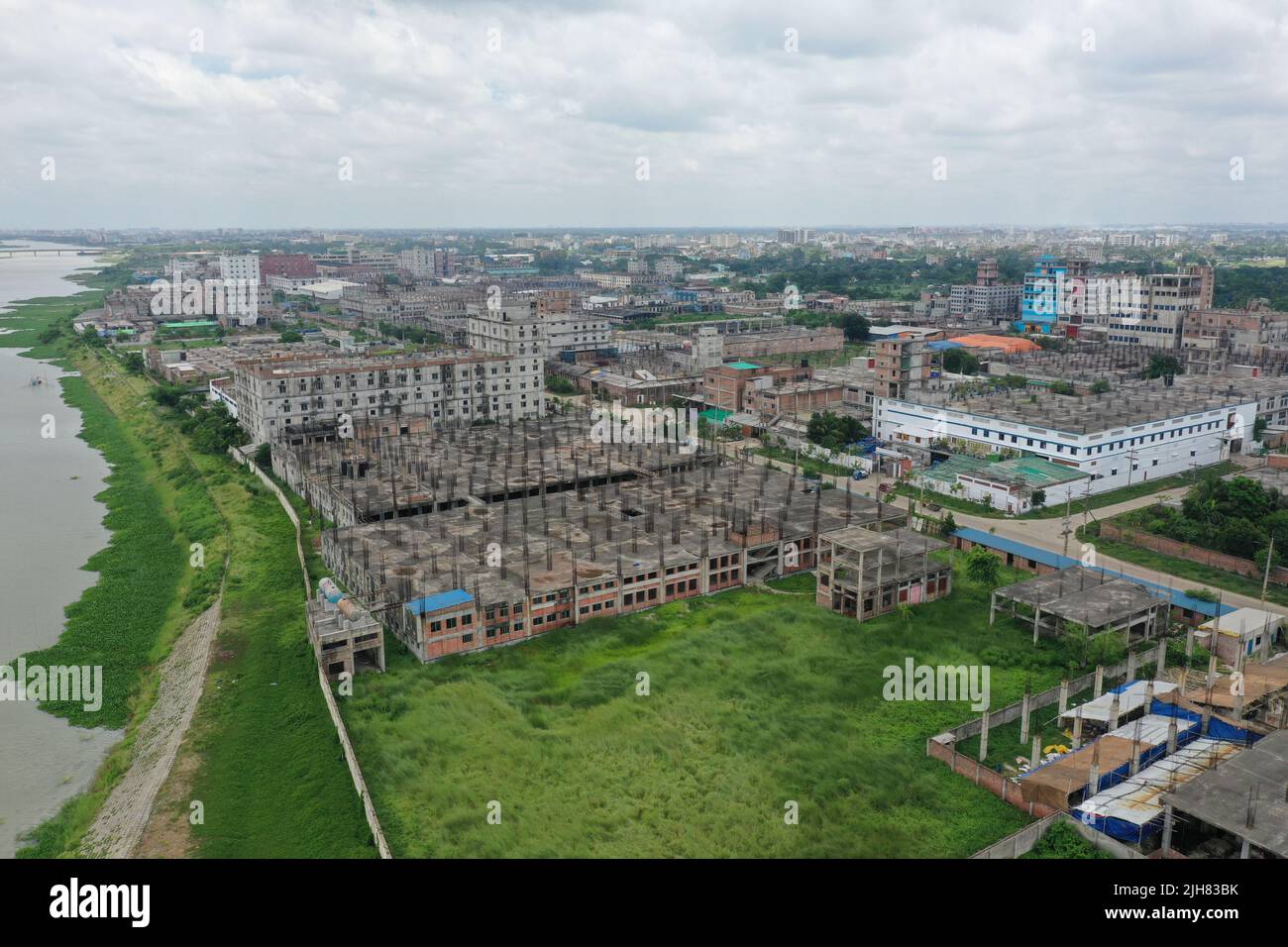 Dhaka, Bangladesh - July 13, 2022: The bird's-eye view of the central ...