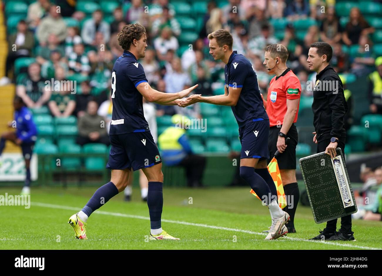 Blackburn Rovers' Sam Gallagher (left) is replaced by team-mate Ryan ...