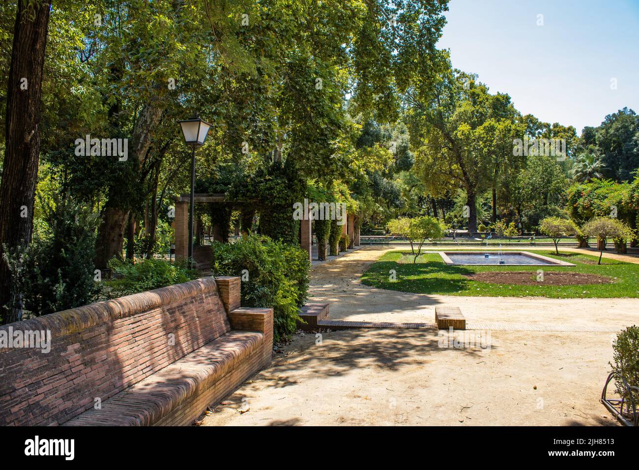 Seville, Spain - July 14, 2022 Maria Luisa Park is the first urban park ...