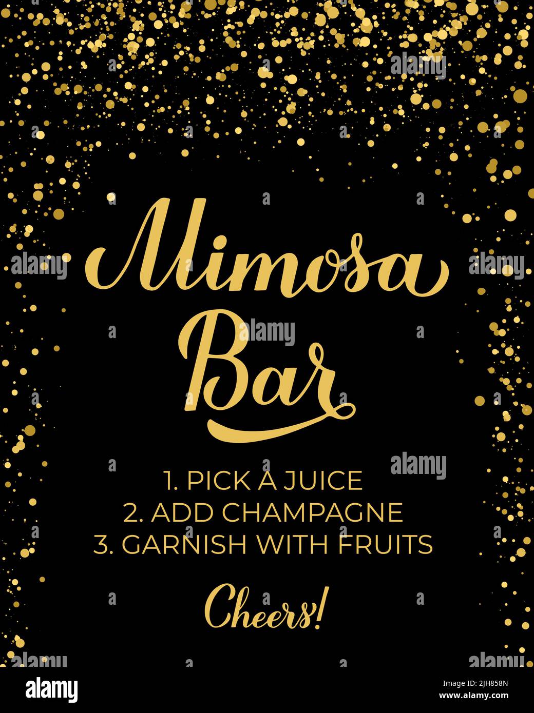 Mimosa Bar sign. How to make mimosas. Gold confetti bubbly bar sign ...