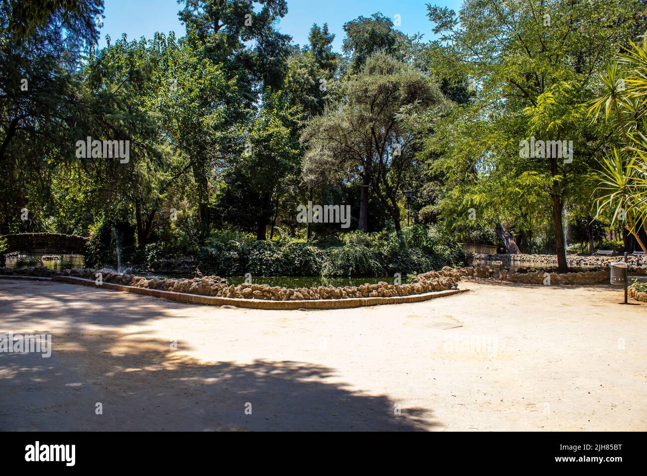 Seville, Spain - July 14, 2022 Maria Luisa Park is the first urban park ...