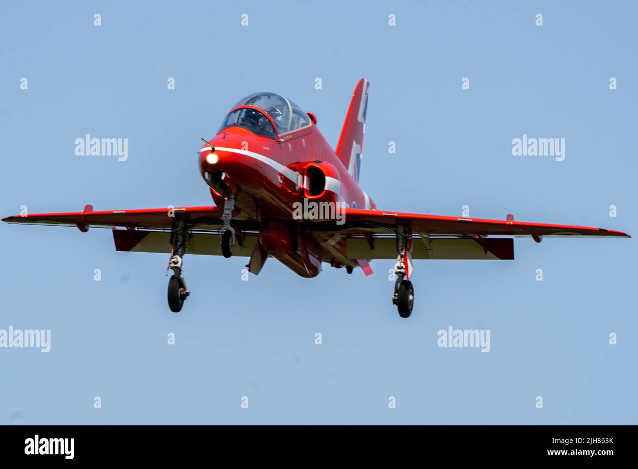 Red Arrows Landing Bournemouth Airport Stock Photo - Alamy