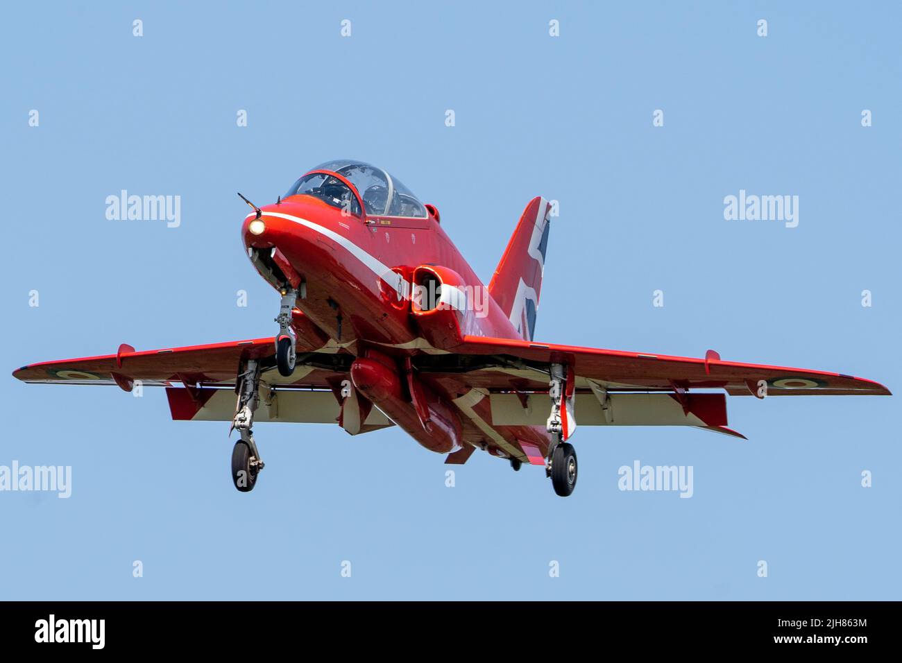 Red Arrows Landing Bournemouth Airport Stock Photo - Alamy