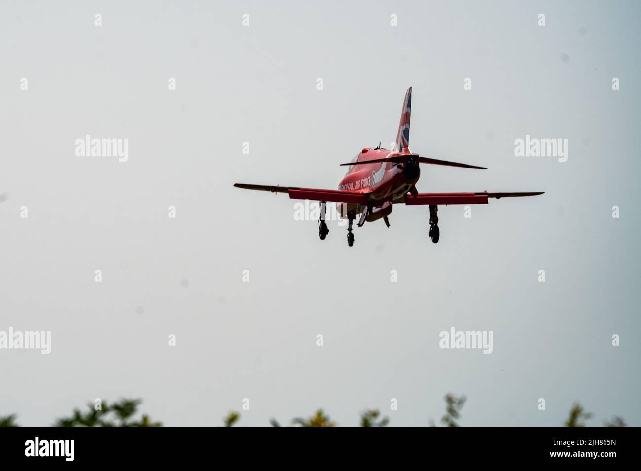 Red Arrows Landing Bournemouth Airport Stock Photo - Alamy