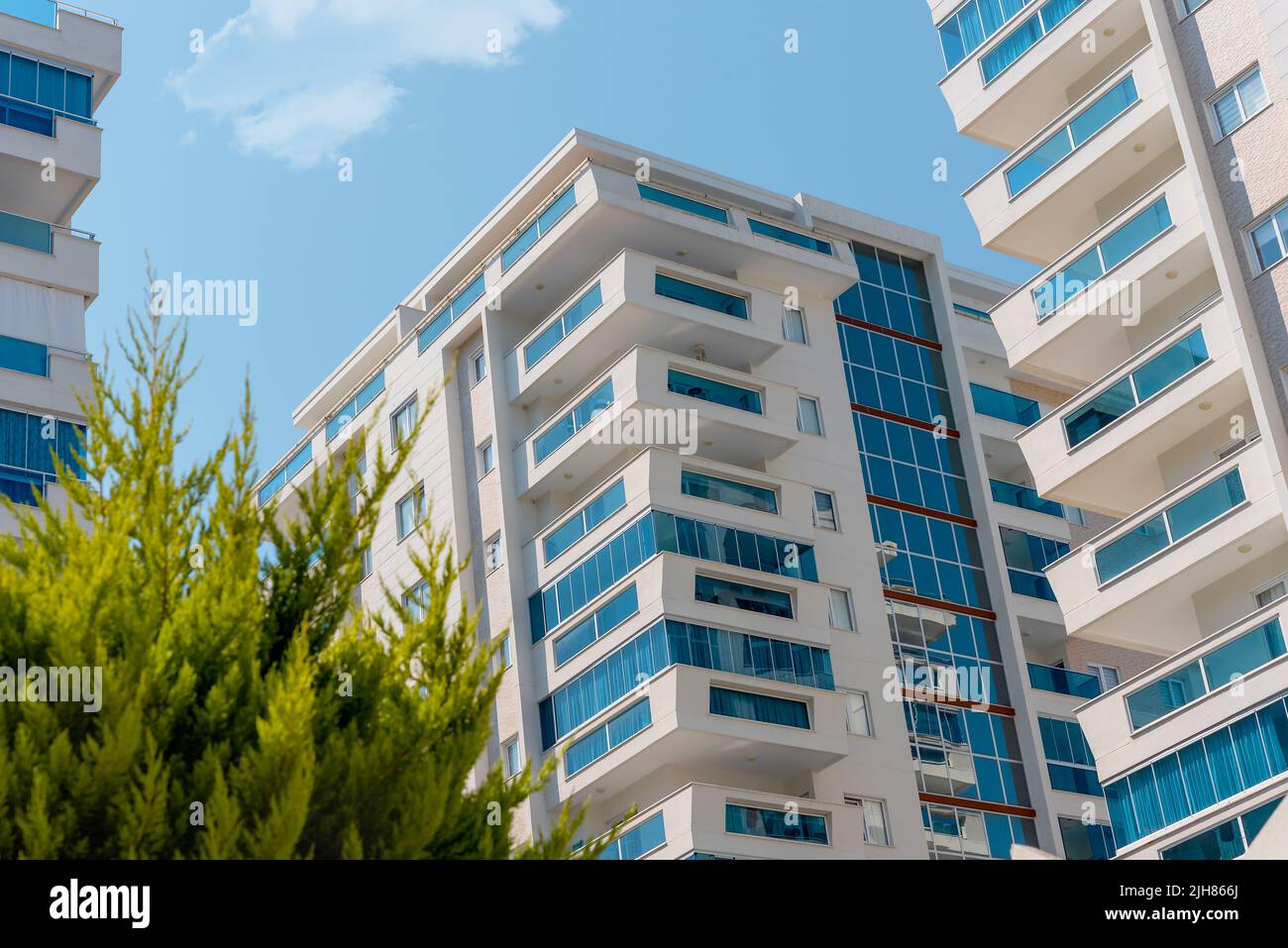 Several new newly built block residential buildings. Modern ...