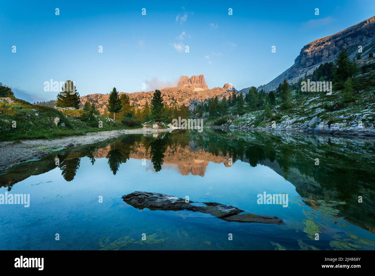 Sunset at Limides Lake, Italian Dolomites Stock Photo - Alamy