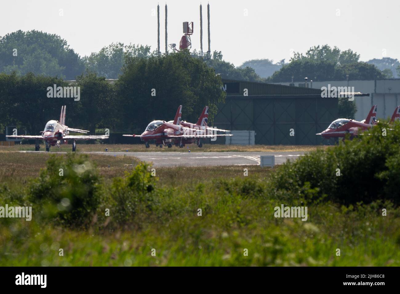 Red Arrows Taxiing To Juliet For Runway 26 Stock Photo - Alamy