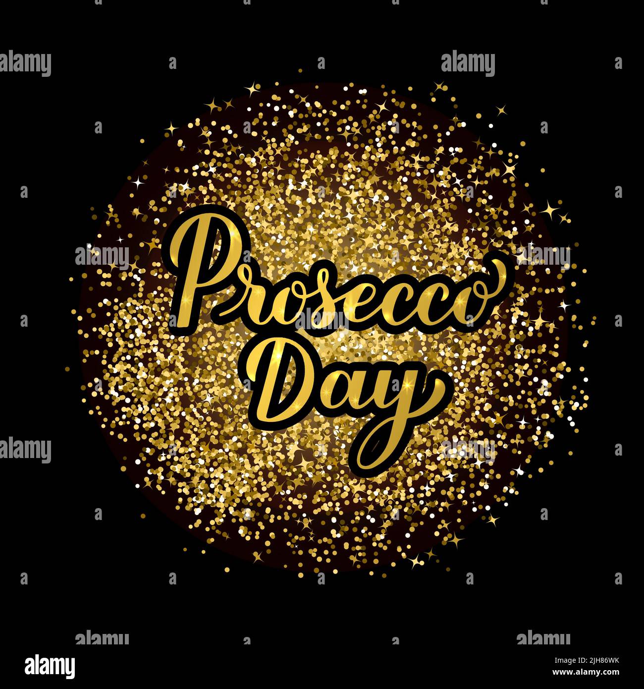 Prosecco Day calligraphy lettering on gold glitter background. National ...