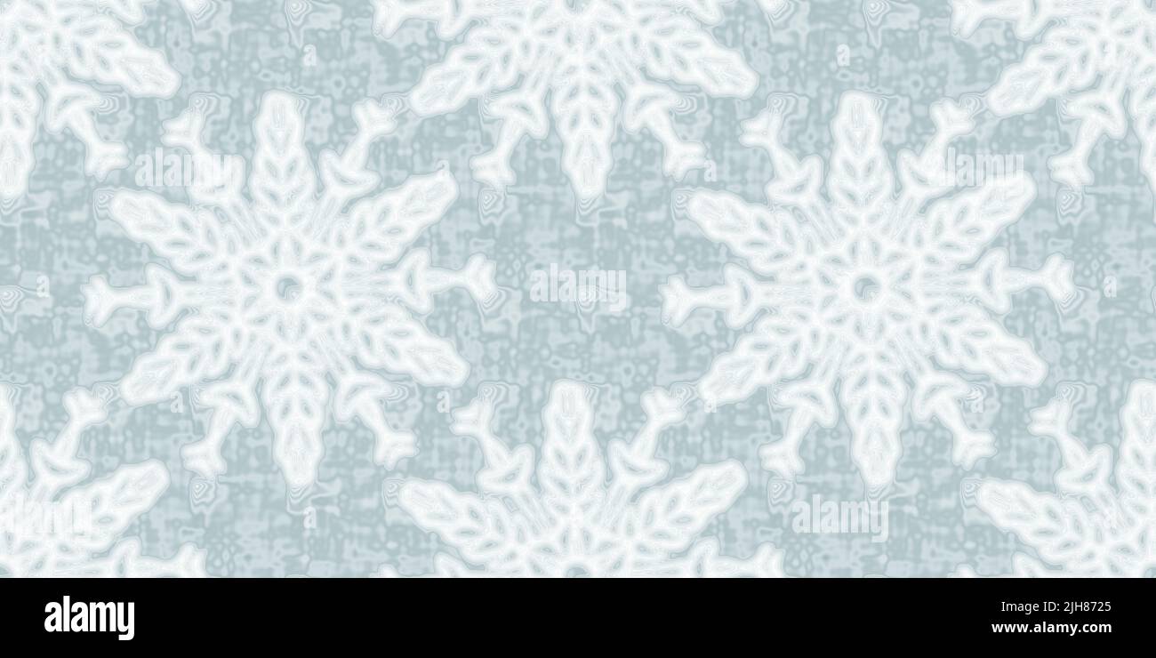 Soft ice blue snow flake border pattern background. Simple minimal ...