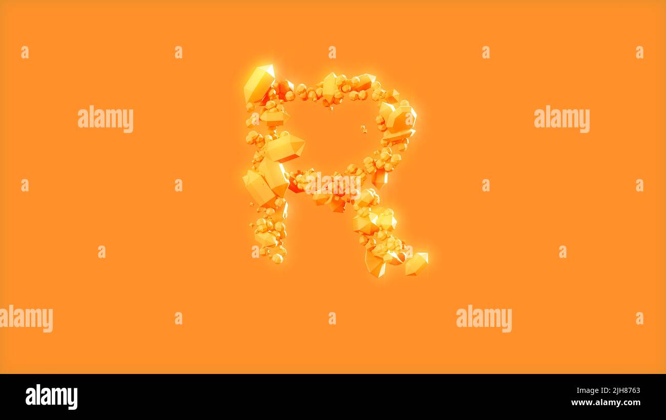 letter R on orange background - design warm crystals font, isolated ...