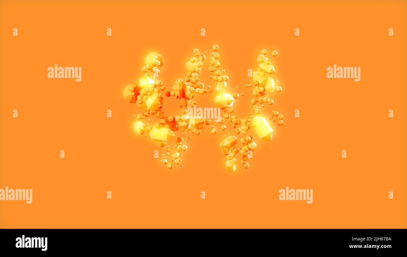 won sign on orange backdrop - design honey stones alphabet, isolated ...