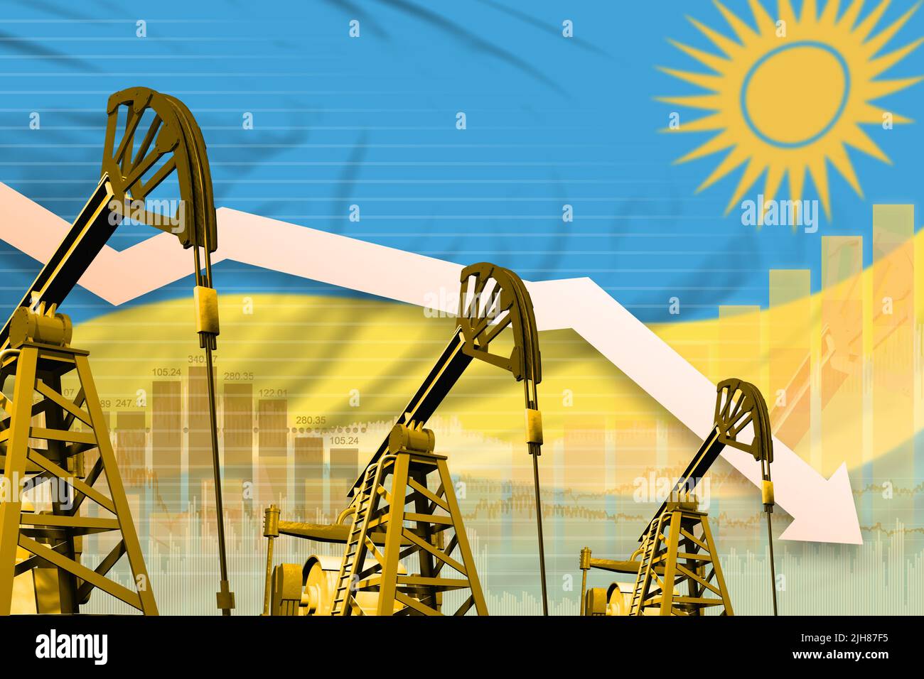 Rwanda oil industry concept, industrial illustration - lowering down ...